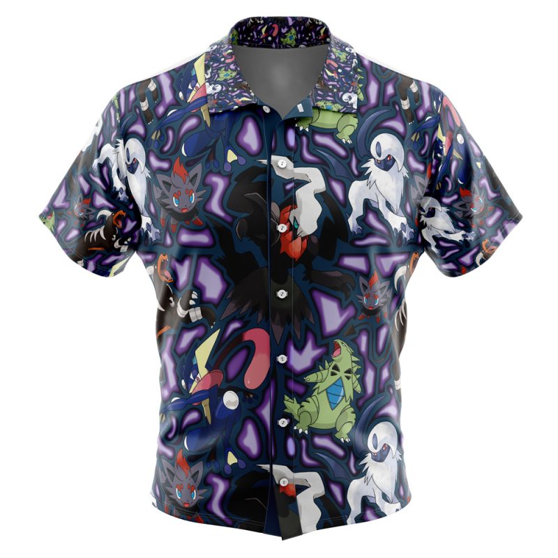 Dark Type Pokemon Pokemon Button Up Hawaiian Shirt - AnimeBape