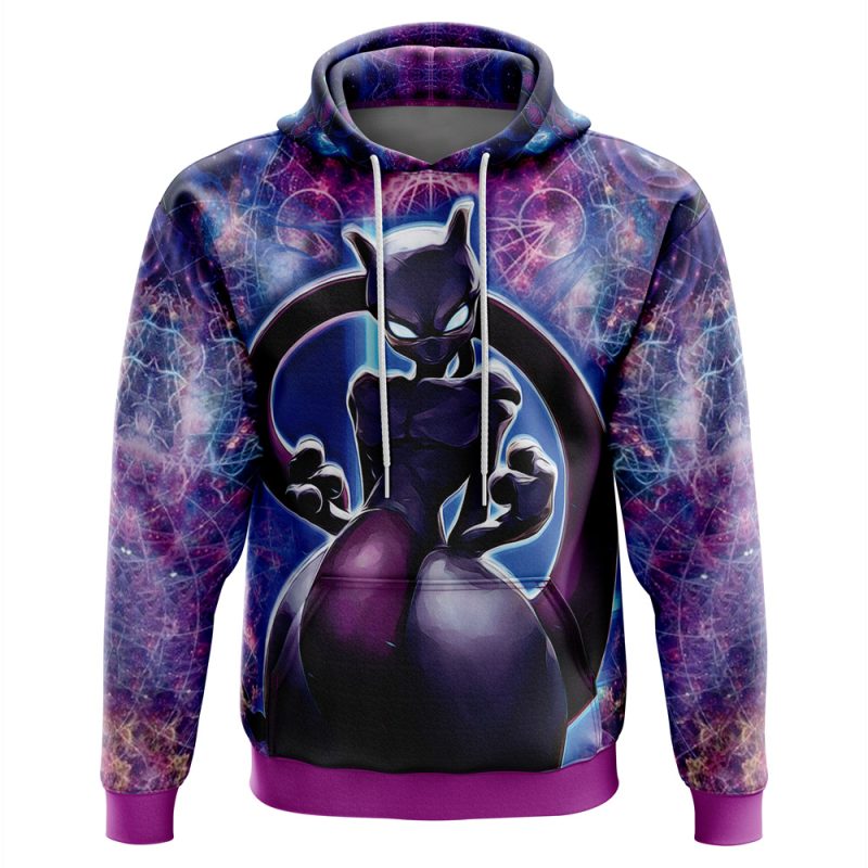 Trippy Cosmic Mewtwo Pokemon Hoodie - Anime Bad Ape