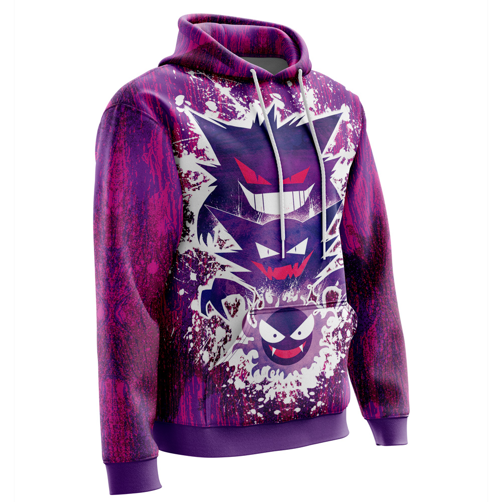 Trippy Ghostly Evolution Ghastly Haunter Gengar Pokemon Hoodie - Anime Bape