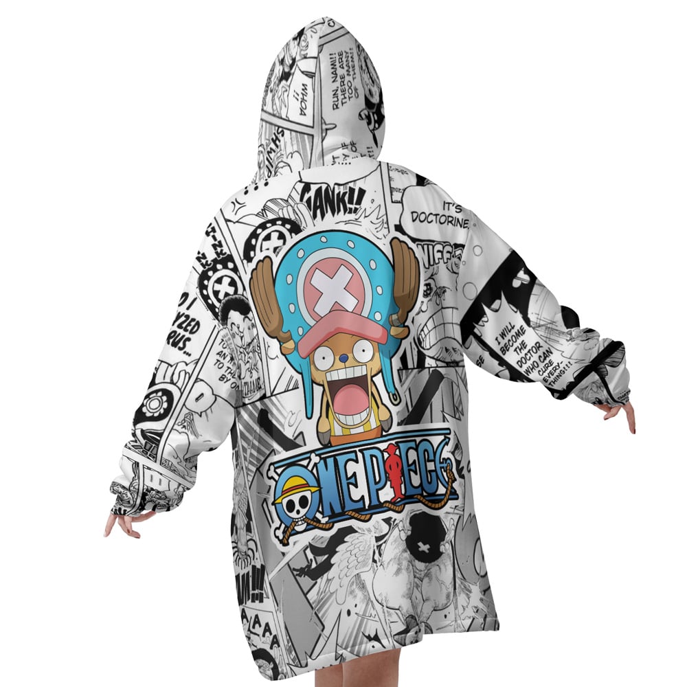 Tony Chopper Manga Panels One Piece Blanket Hoodie - AnimeBape