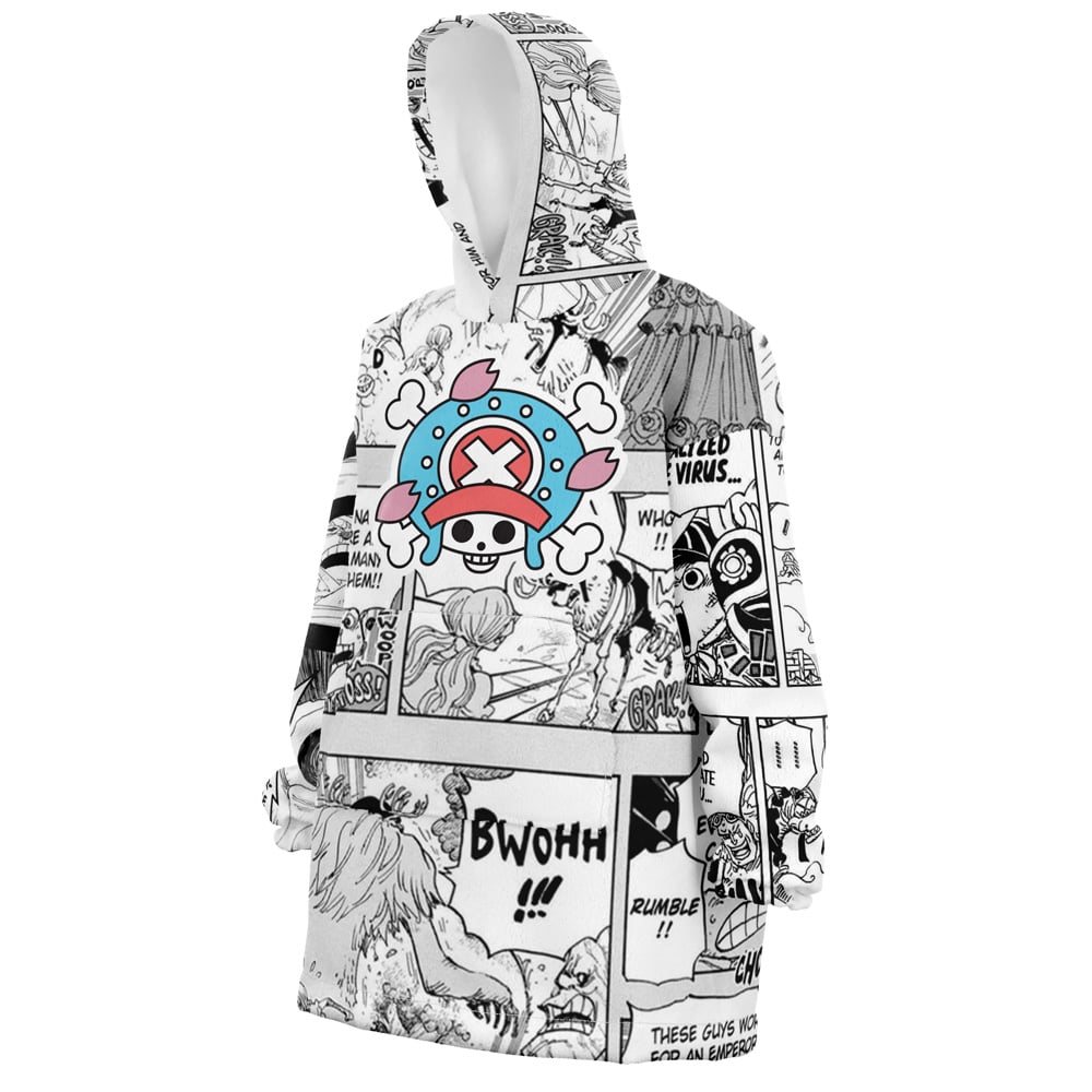 Tony Chopper Manga Panels One Piece Blanket Hoodie - AnimeBape