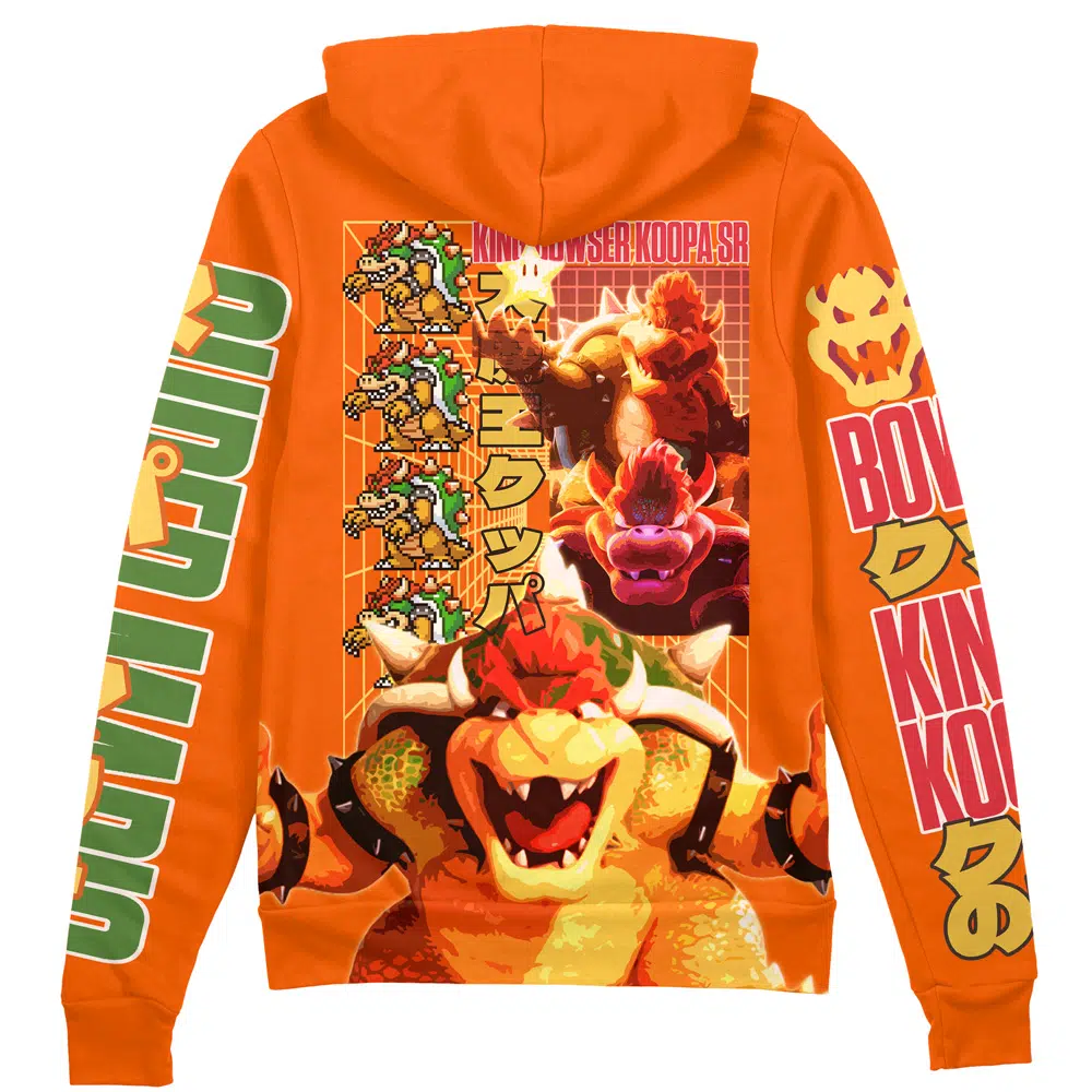 Bowser Super Mario Streetwear Zip Hoodie Jacket - AnimeBape