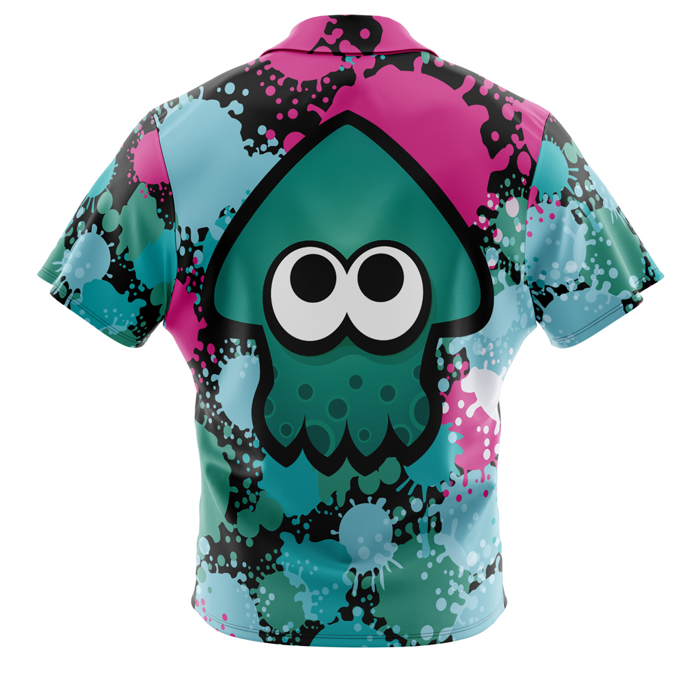 Green Squid Aloha Splatoon Button Up Hawaiian Shirt - AnimeBape