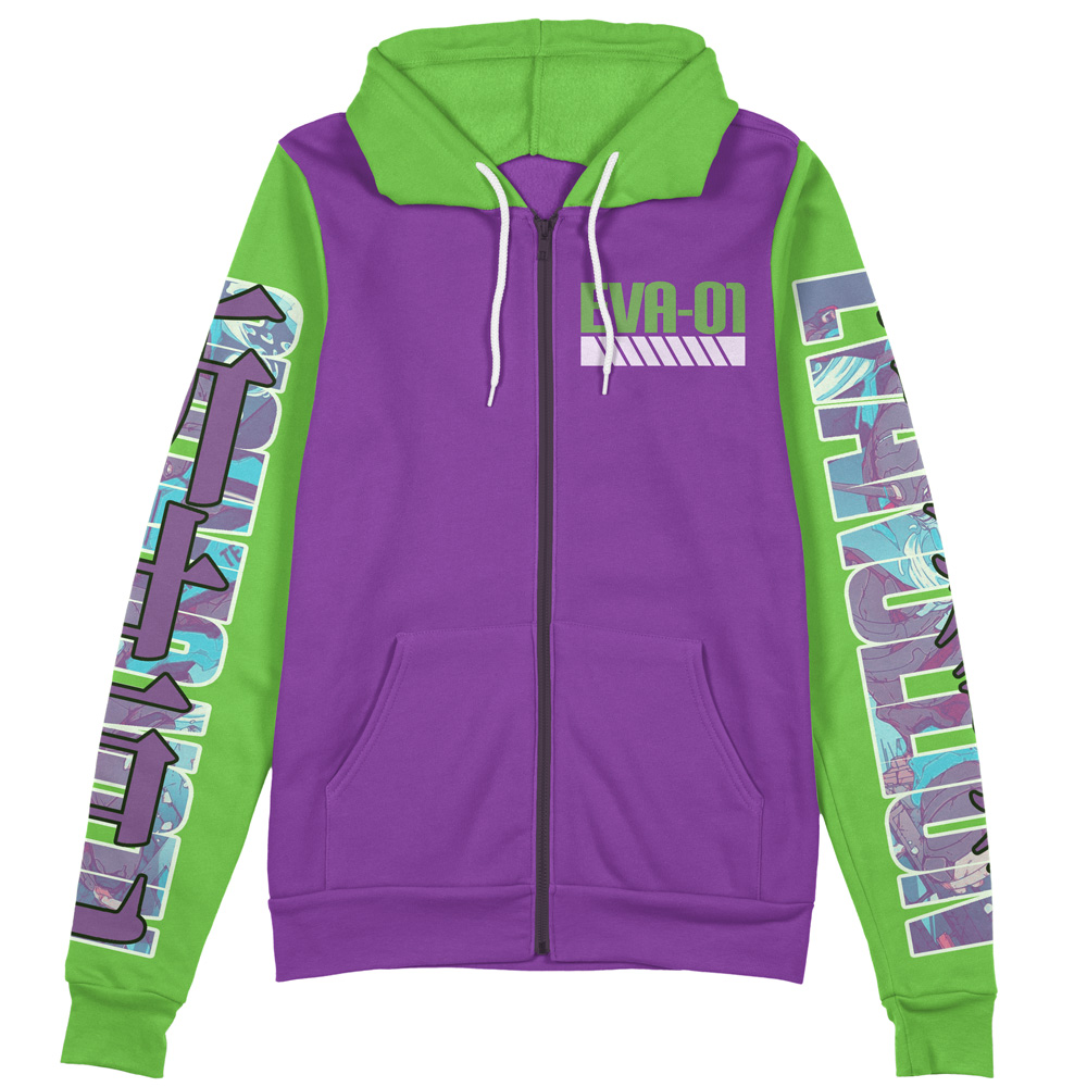 Shinji Ikari x Eva 01 Neon Genesis Evangelion Streetwear Zip Hoodie ...