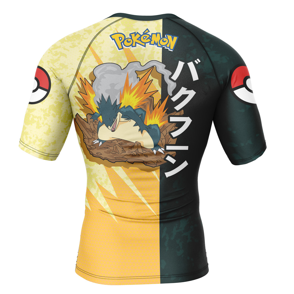 Typhlosion Attack Pokemon Short Sleeve Rash Guard Compression Shirt ...