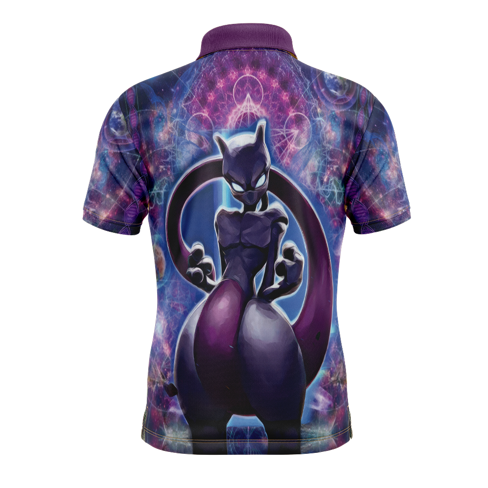 Trippy Cosmic Mewtwo Pokemon 2 polo - AnimeBape