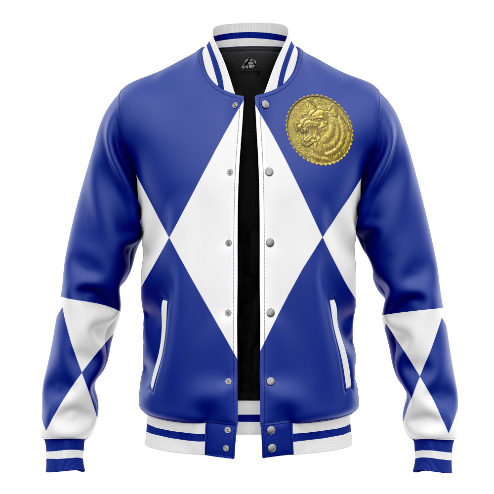 Blue Ranger Wolf Mighty Morphin Power Rangers Varsity Jacket - AnimeBape