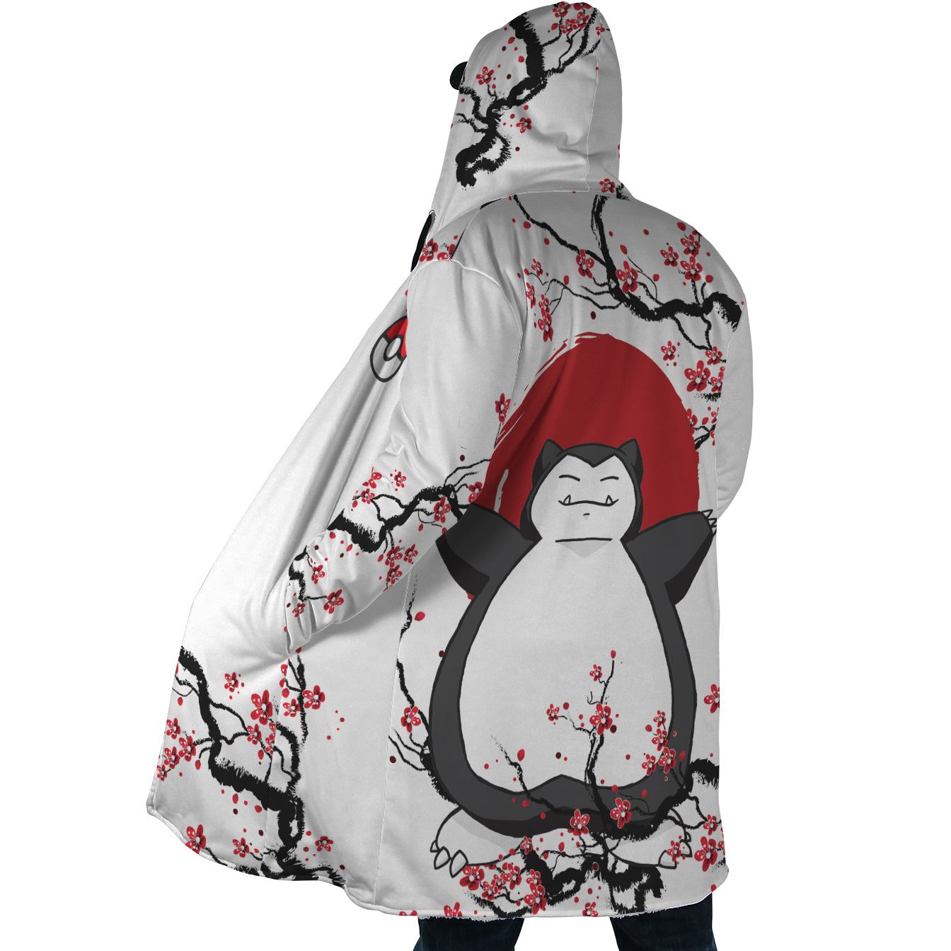 Snorlax Cherry Blossom Pokemon Hooded Cloak Coat - AnimeBape