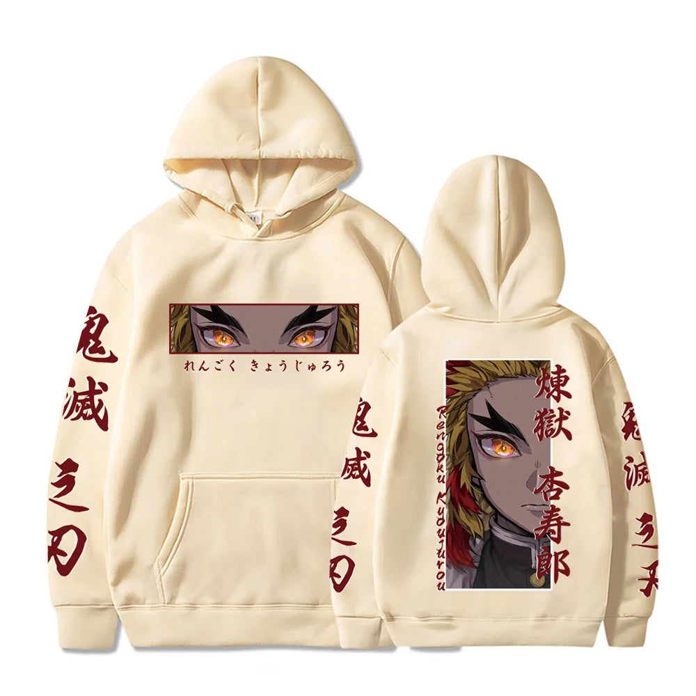 Anime Demon Slayer Rengoku Flame Graphic Sweater Hoodie - AnimeBape