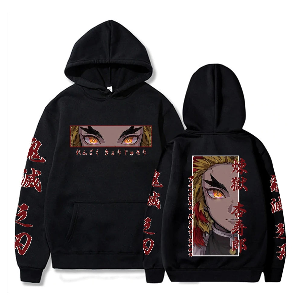 Anime Demon Slayer Rengoku Flame Graphic Sweater Hoodie - AnimeBape