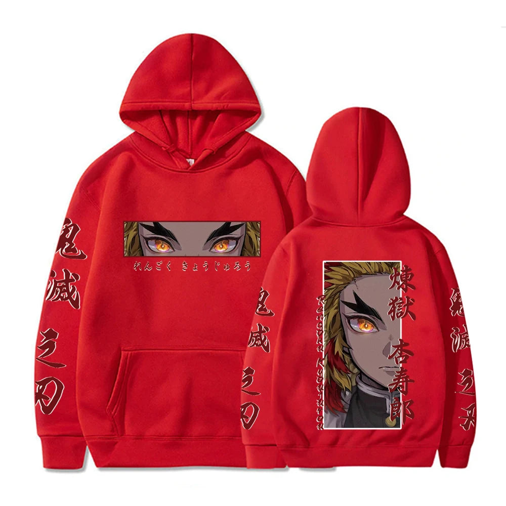 Anime Demon Slayer Rengoku Flame Graphic Sweater Hoodie - AnimeBape