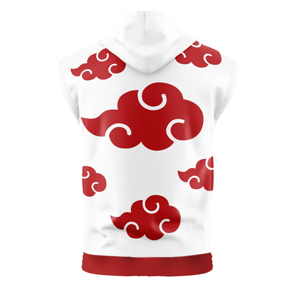 Akatsuki White Akatsuki Cut Off Sleeveless Workout Hoodie Naruto ...