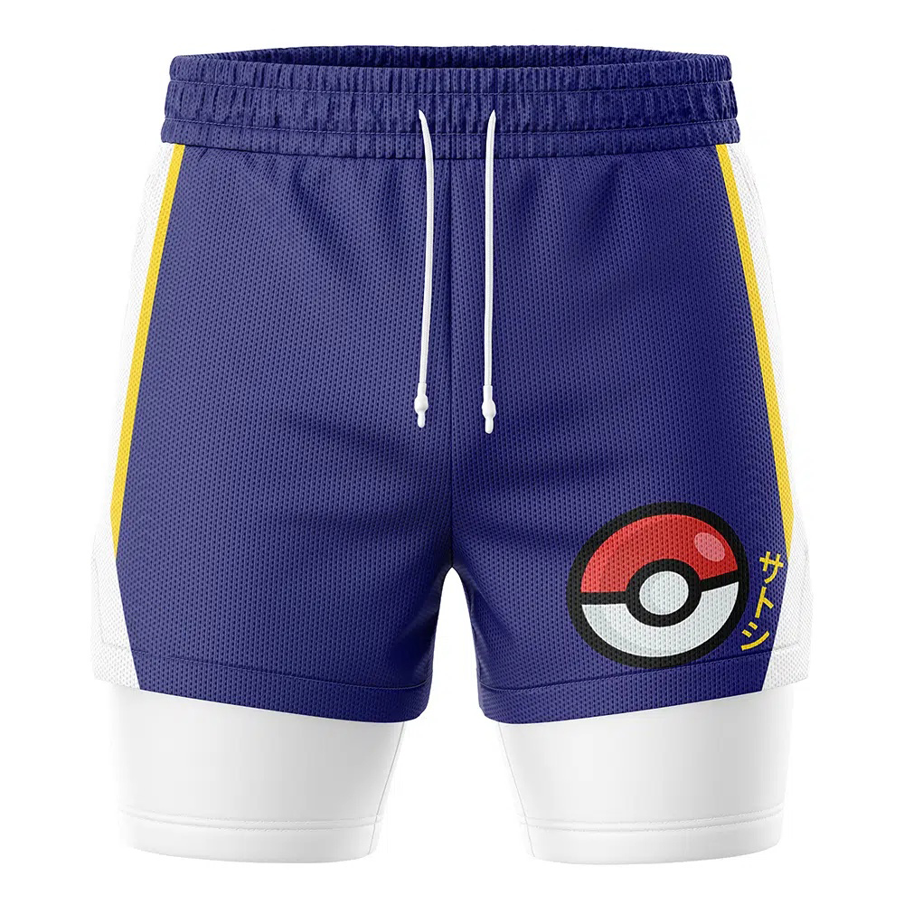 Ash Inspired Pokemon Compression Workout Training Shorts (2-in-1 ...