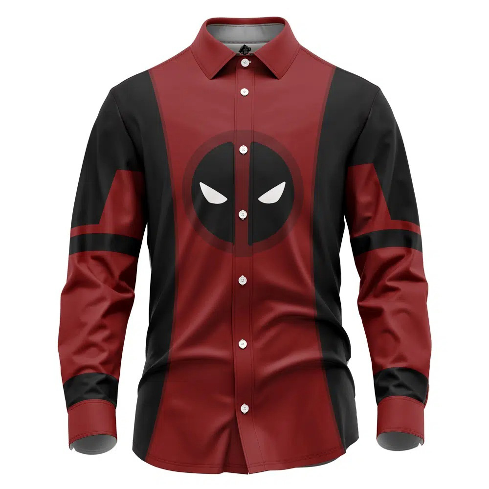 Deadpool Marvel Long Sleeve Button Up Shirt - AnimeBape