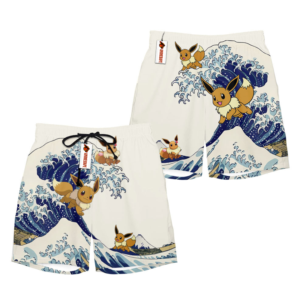 Eevee Kanagawa Great Wave Board Shorts Pants Pokemon - AnimeBape