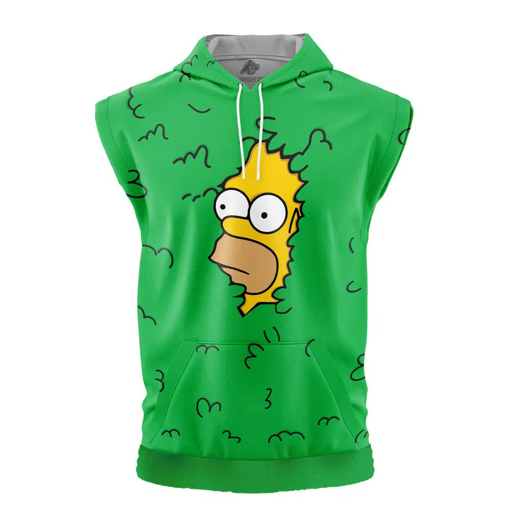 Homer Bush Meme The Simpsons Cut Off Sleeveless Workout Hoodie - AnimeBape