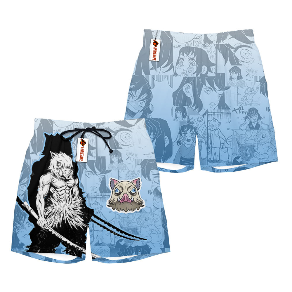Inosuke Board Shorts Pants Manga Style Demon Slayer - AnimeBape
