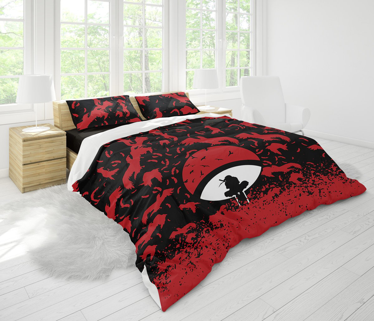 Itachi Uchiha Crows Shippuden Naruto Bedding Set - AnimeBape