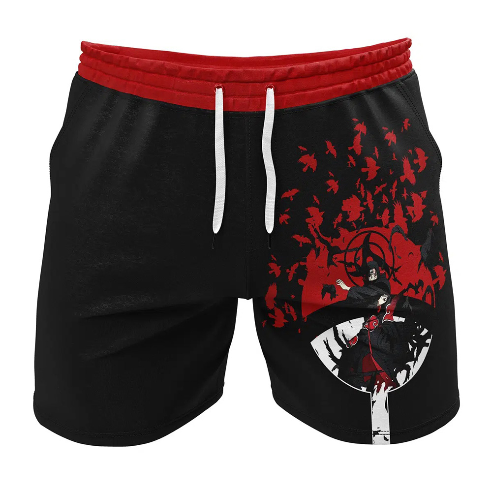 Itachi Uchiha Summoning Crow Shippuden Naruto Gym Shorts - AnimeBape