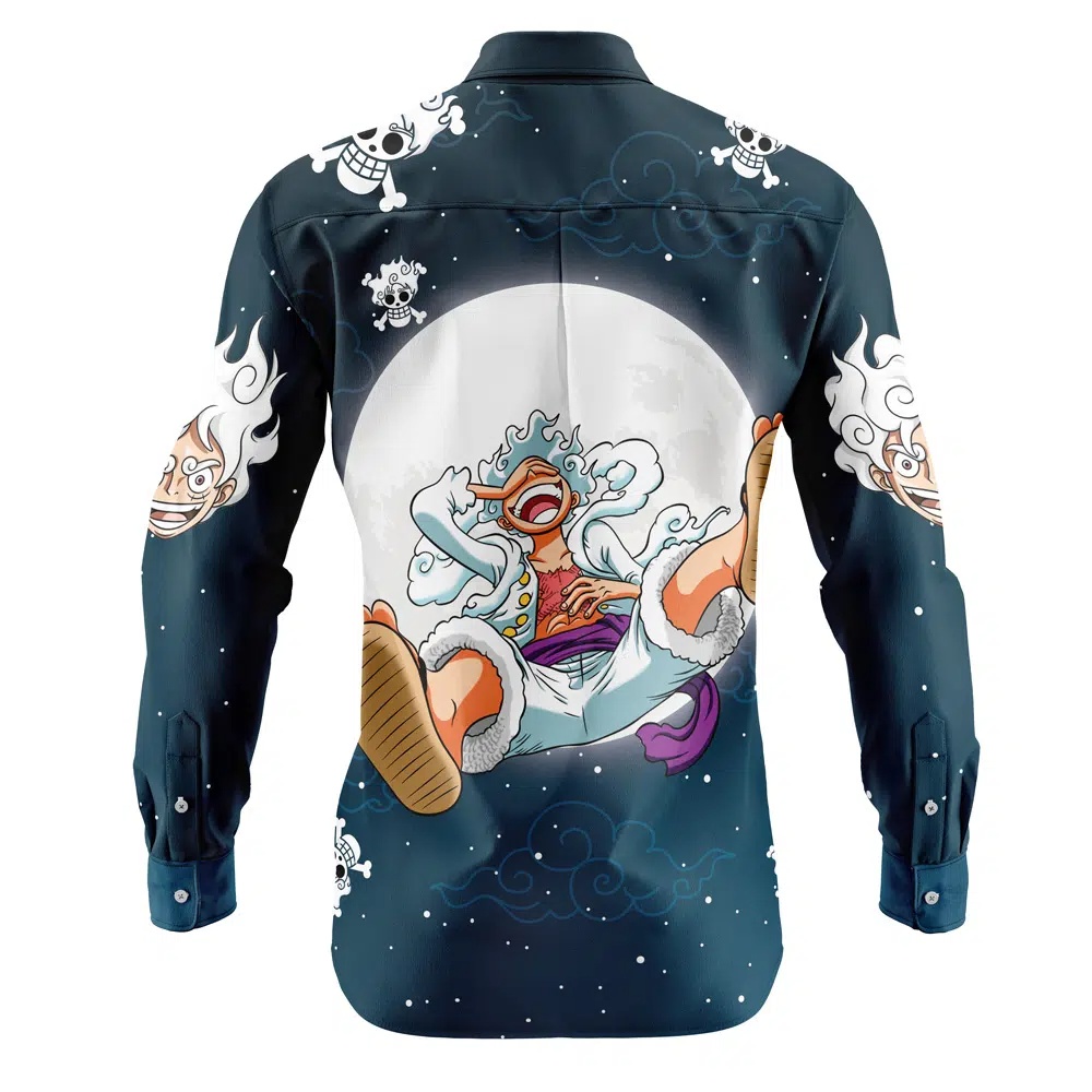 Luffy Gear 5th V2 One Piece Long Sleeve Button Up Shirt - AnimeBape