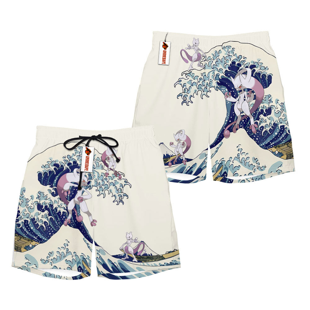 Mewtwo Kanagawa Great Wave Board Shorts Pants Pokemon - AnimeBape