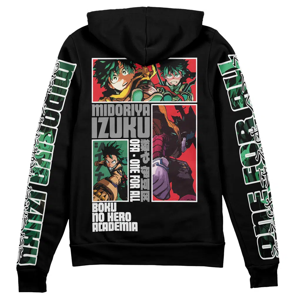 Midoriya Izuku Black My Hero Academia Streetwear Zip Hoodie Jacket ...