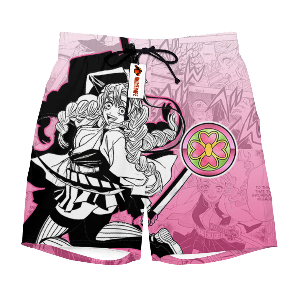 Mitsuri Kanroji Board Shorts Pants Manga Style Demon Slayer - AnimeBape