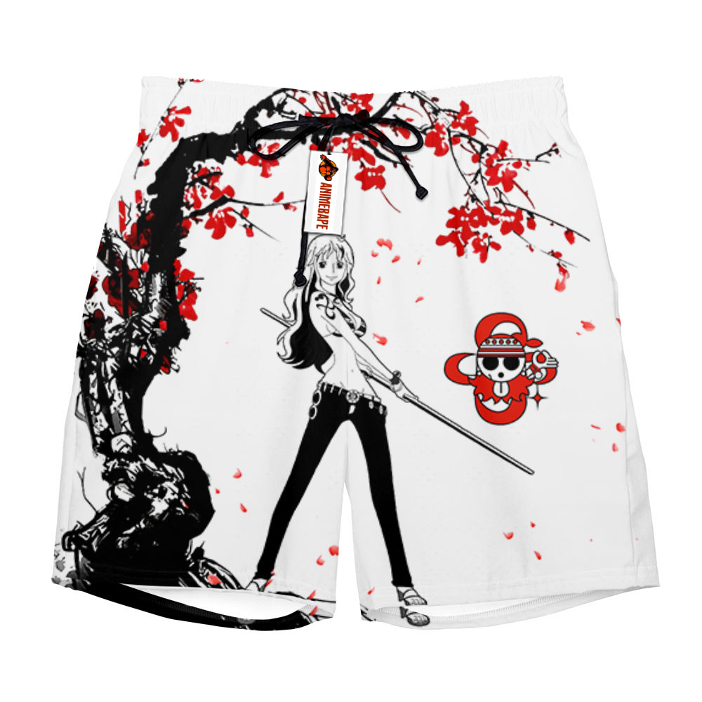 Nami Board Shorts Pants Japan Cherry Blossom One Piece - AnimeBape