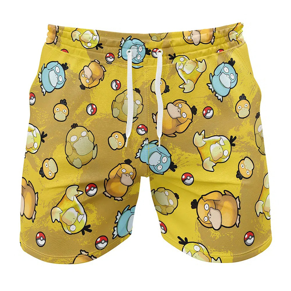 Psyduck Pattern Pokemon Gym Shorts - AnimeBape