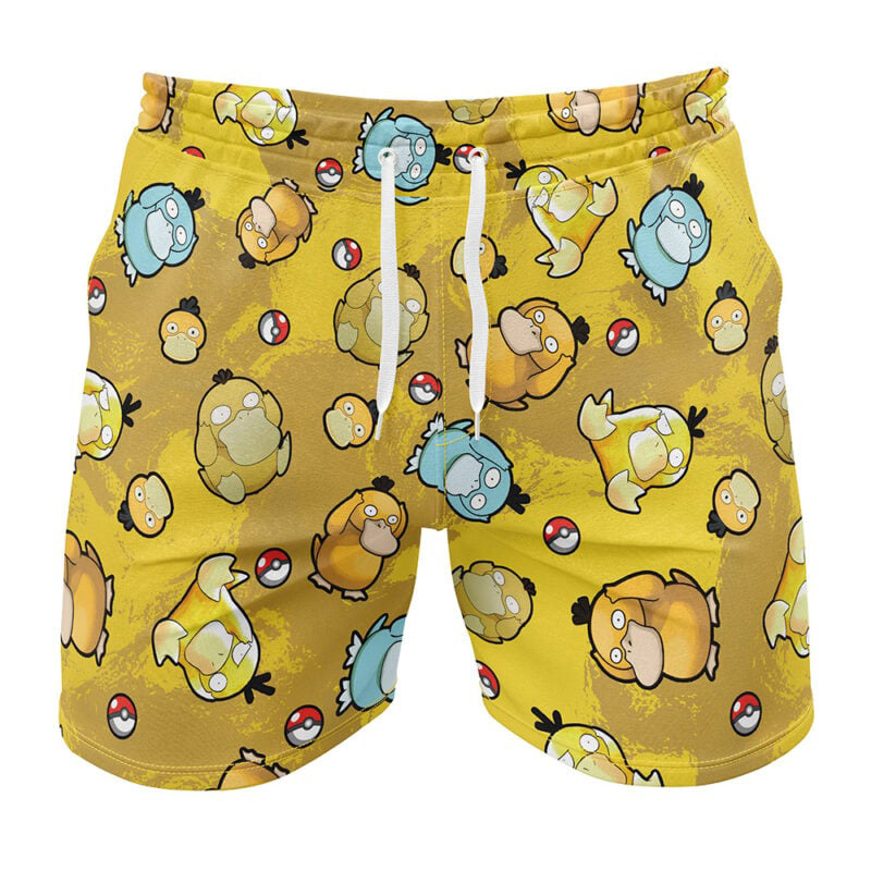 Psyduck Pattern Pokemon Gym Shorts - AnimeBape