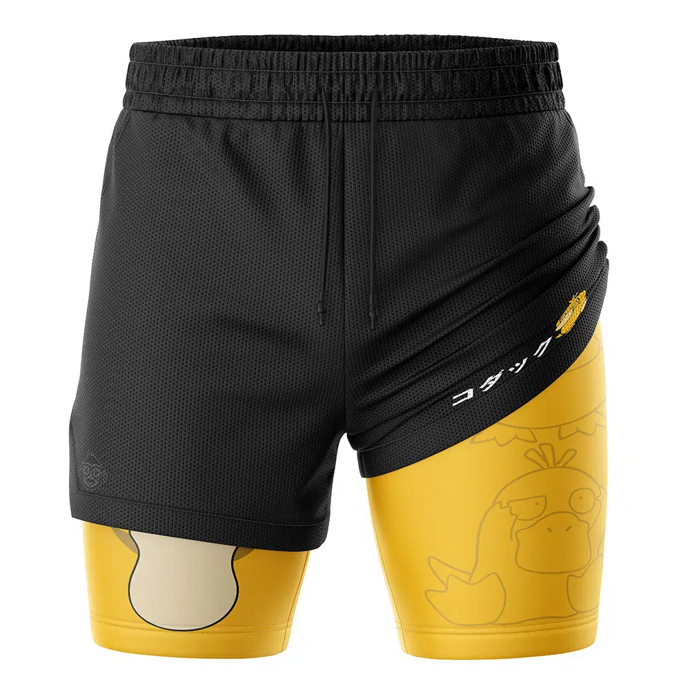 Psyduck V2 Pokemon Compression Workout Training Shorts (2-in-1) - AnimeBape