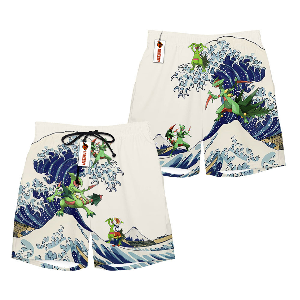 Sceptile Kanagawa Great Wave Board Shorts Pants Pokemon - AnimeBape