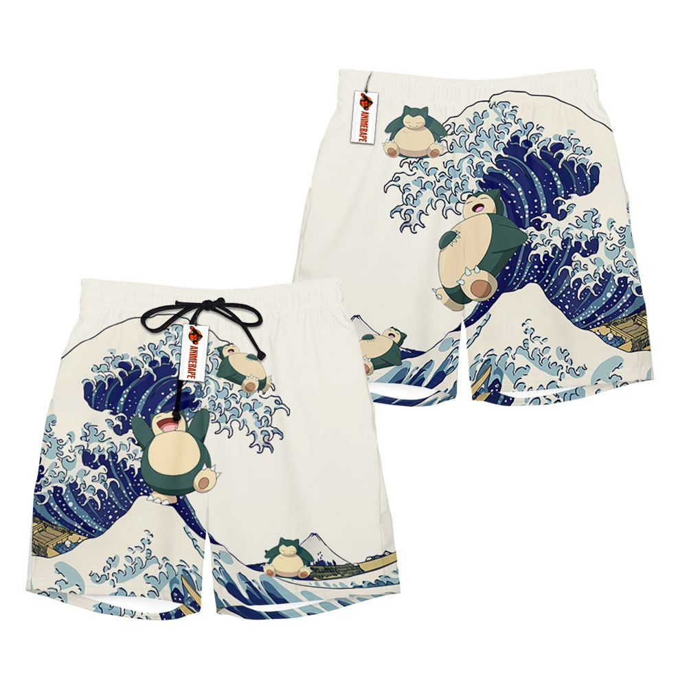 Snorlax Kanagawa Great Wave Board Shorts Pants Pokemon - AnimeBape