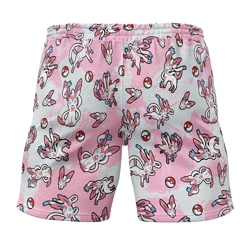 Sylveon Pattern Pokemon Gym Shorts - AnimeBape