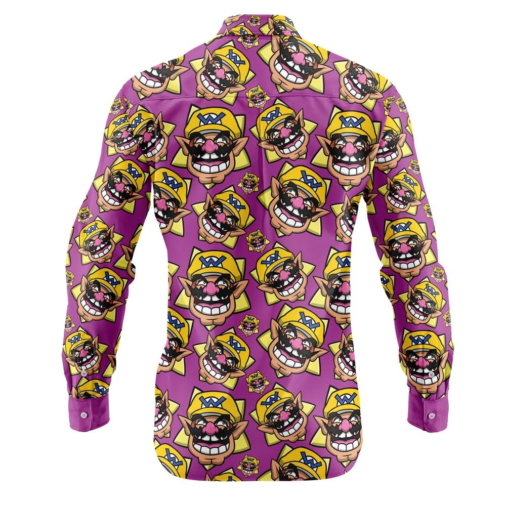 Wario Mario Bros Long Sleeve Button Up Shirt - AnimeBape