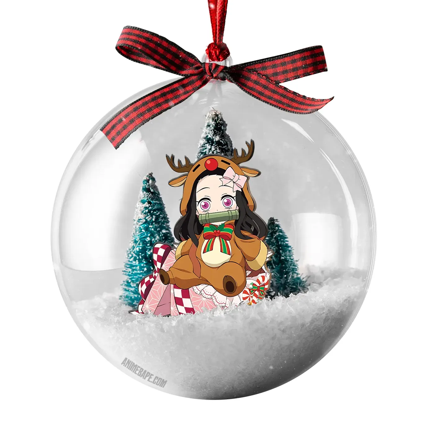 Nezuko Demon Slayer V3 Christmas Bauble Ornament - AnimeBape
