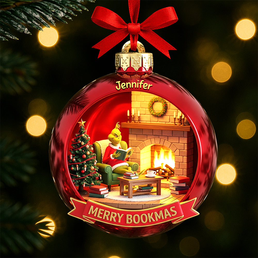 Merry Bookmas Grinch Gift for Book Lovers Custom Name Christmas Acrylic ...