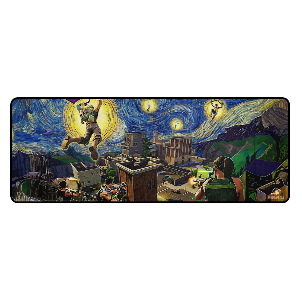Fortnite Starry Night Tilted Towers Desk Mat - AnimeBape