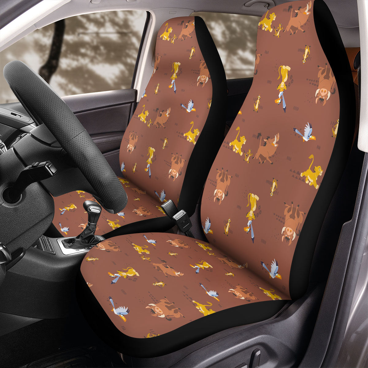 Lion King Car Seat Covers Simba Timon Pumba Pattern Seat Covers - AnimeBape