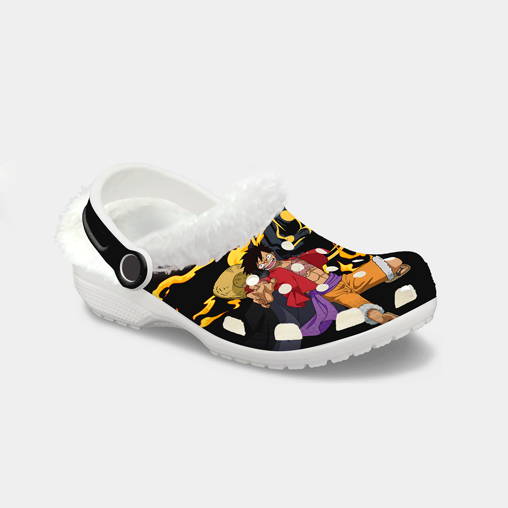 Luffy Gear 3 One Piece Cozy Winter Fleece Clogs - AnimeBape