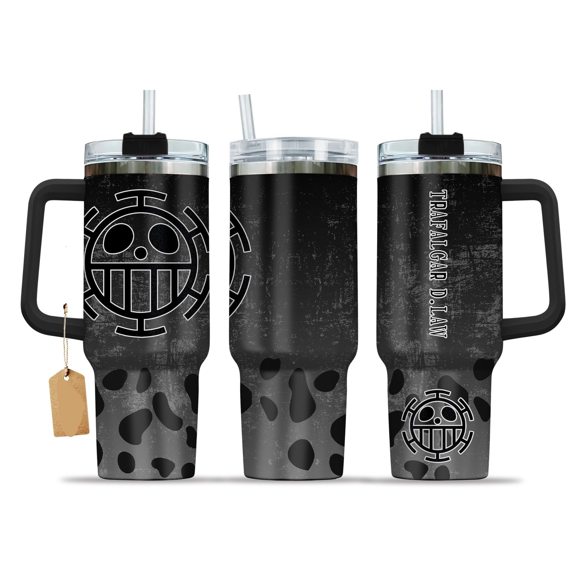 One Piece Trafalgar D Law Jolly Roger Grunge Large Tumbler - AnimeBape