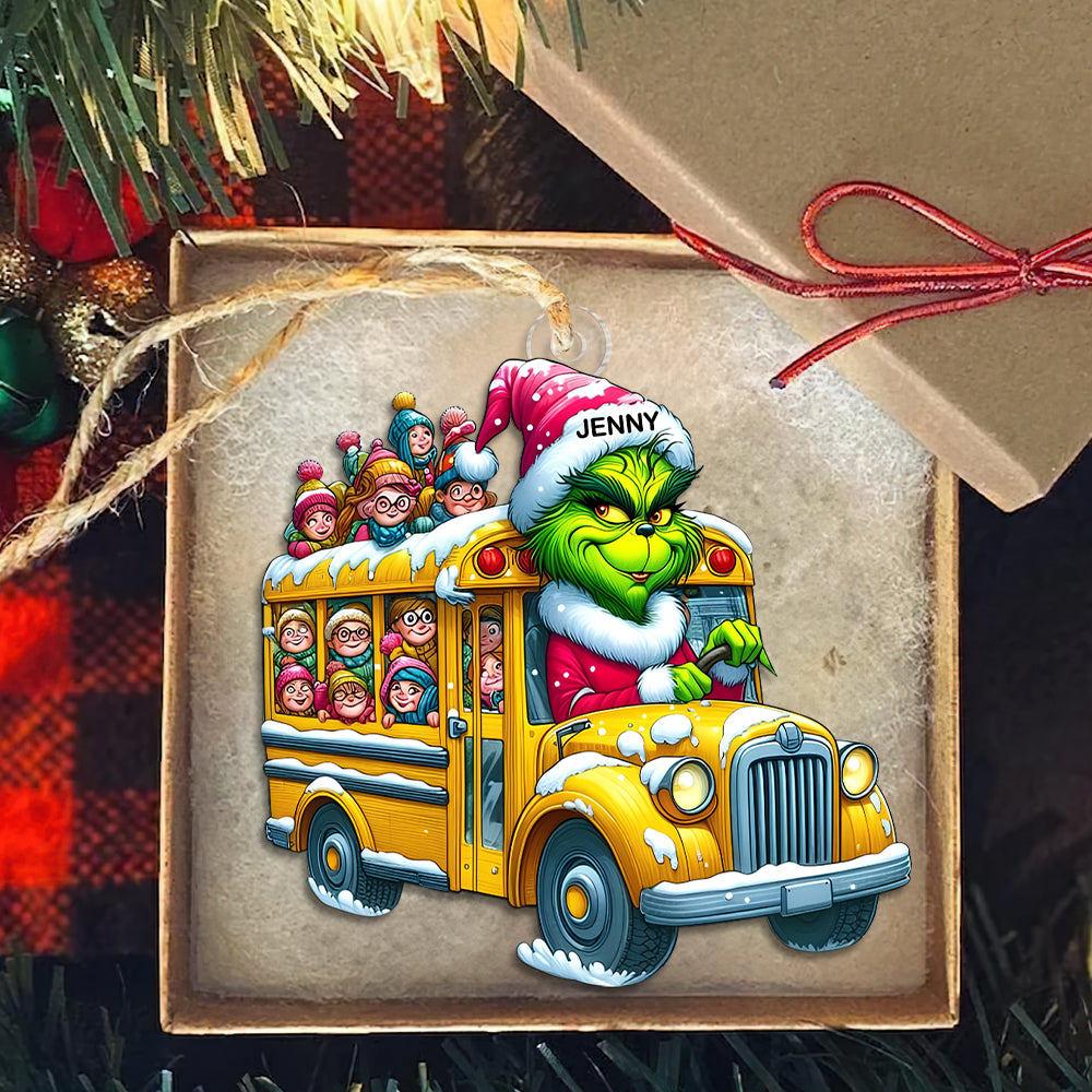 Personalized Grinch Bus Driver Custom Name Christmas Acrylic Ornament ...