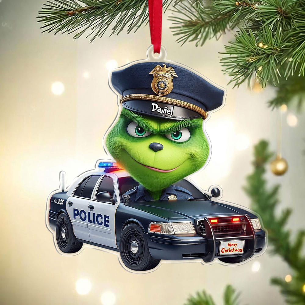 Personalized Grinch Police Custom Name Christmas Acrylic Ornament ...