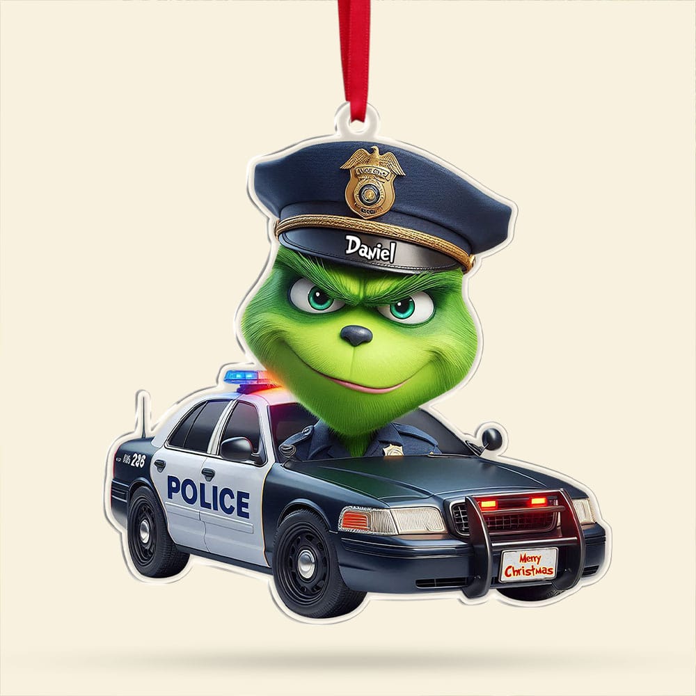 Personalized Grinch Police Custom Name Christmas Acrylic Ornament ...