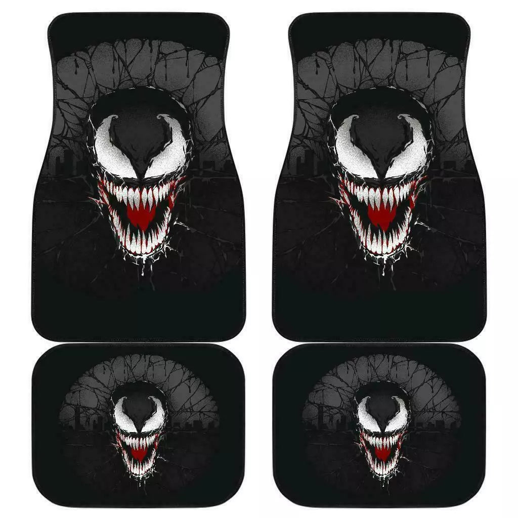 Venom Car Mats Marvel Venom Face In The Dark Car Floor Mats - AnimeBape