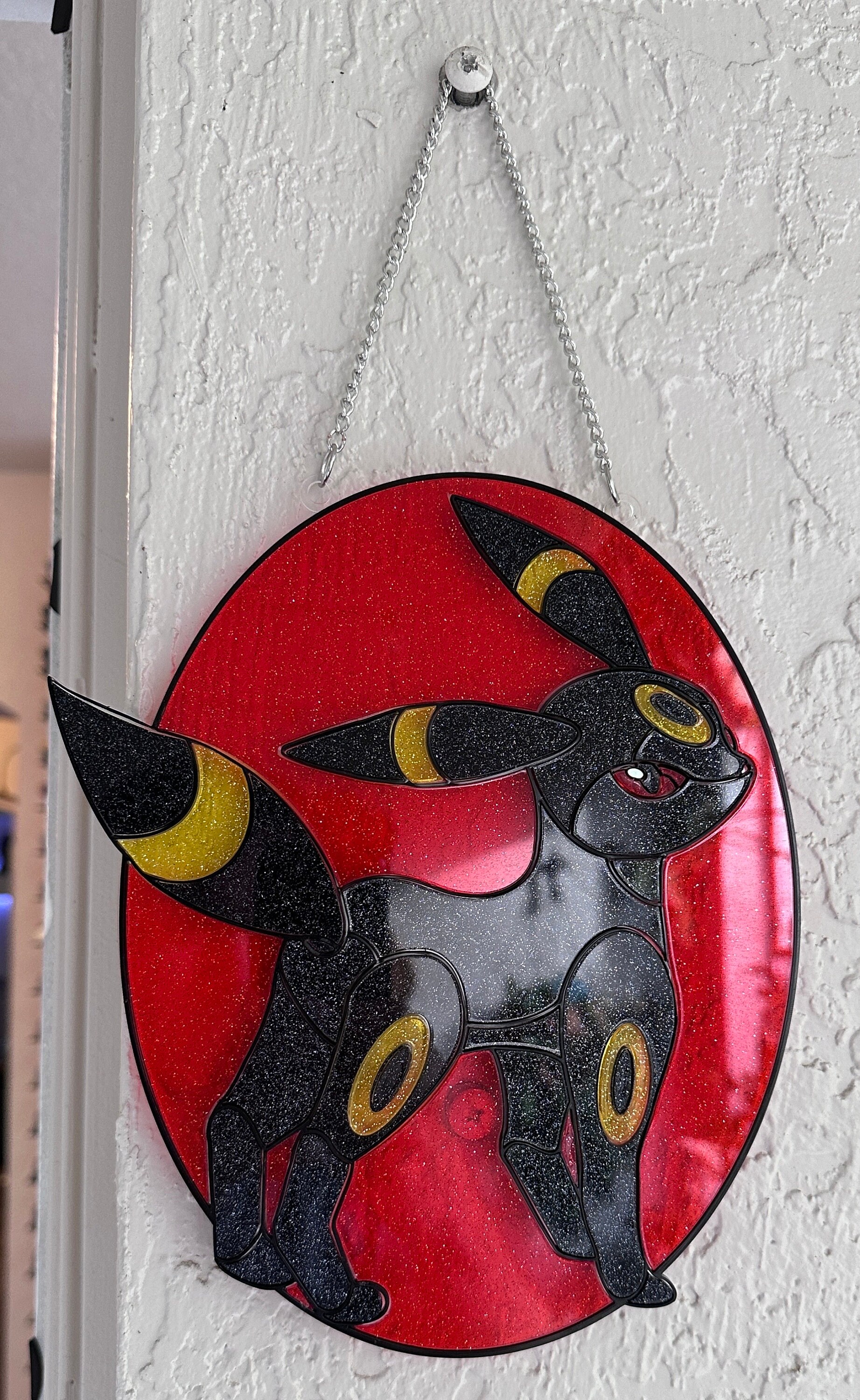 Pokemon Umbreon Oval Shape Staned Glass Suncatcher - AnimeBape