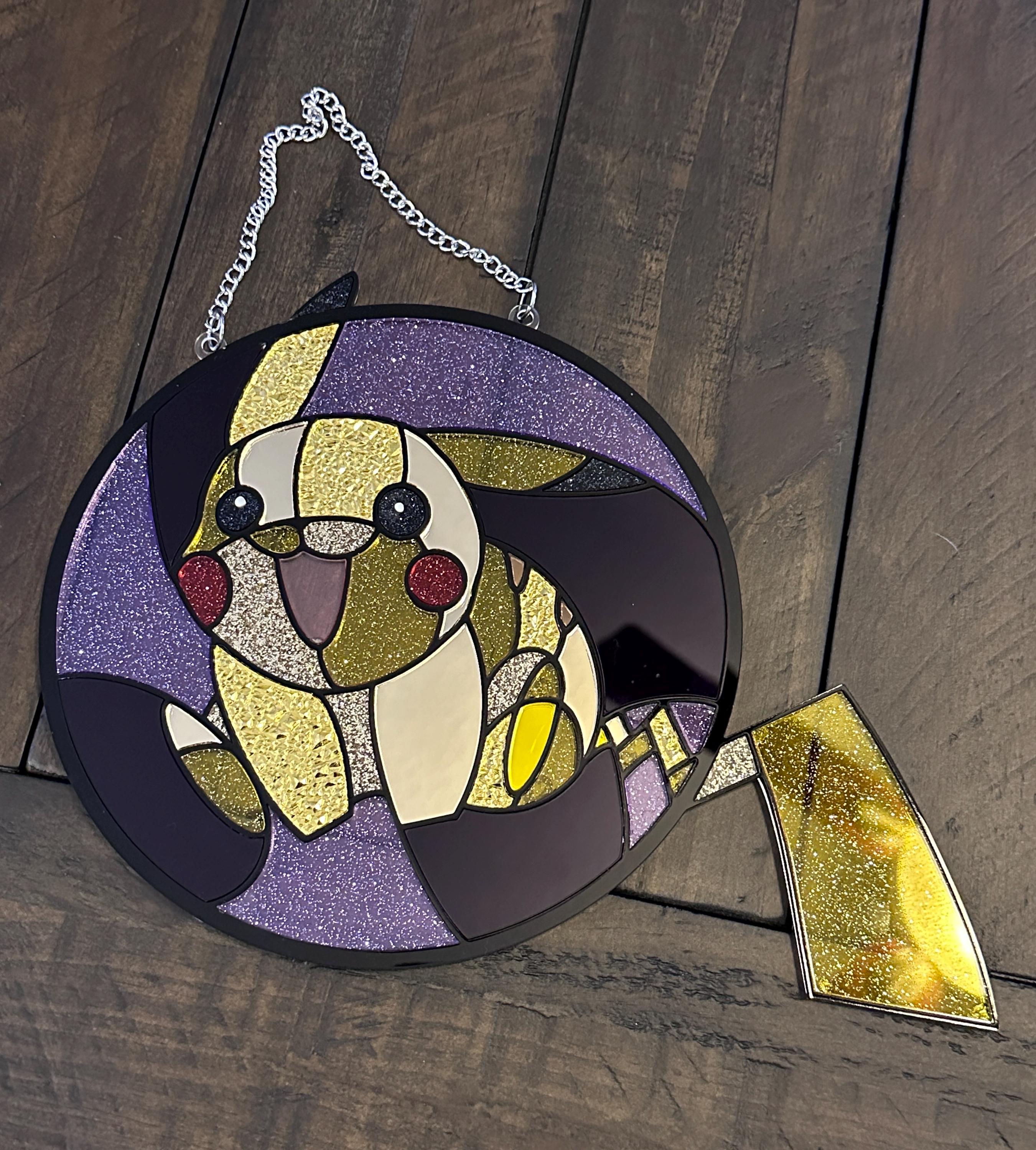 Pokemon Pikachu Stained Glass Suncatcher For Decorating - AnimeBape