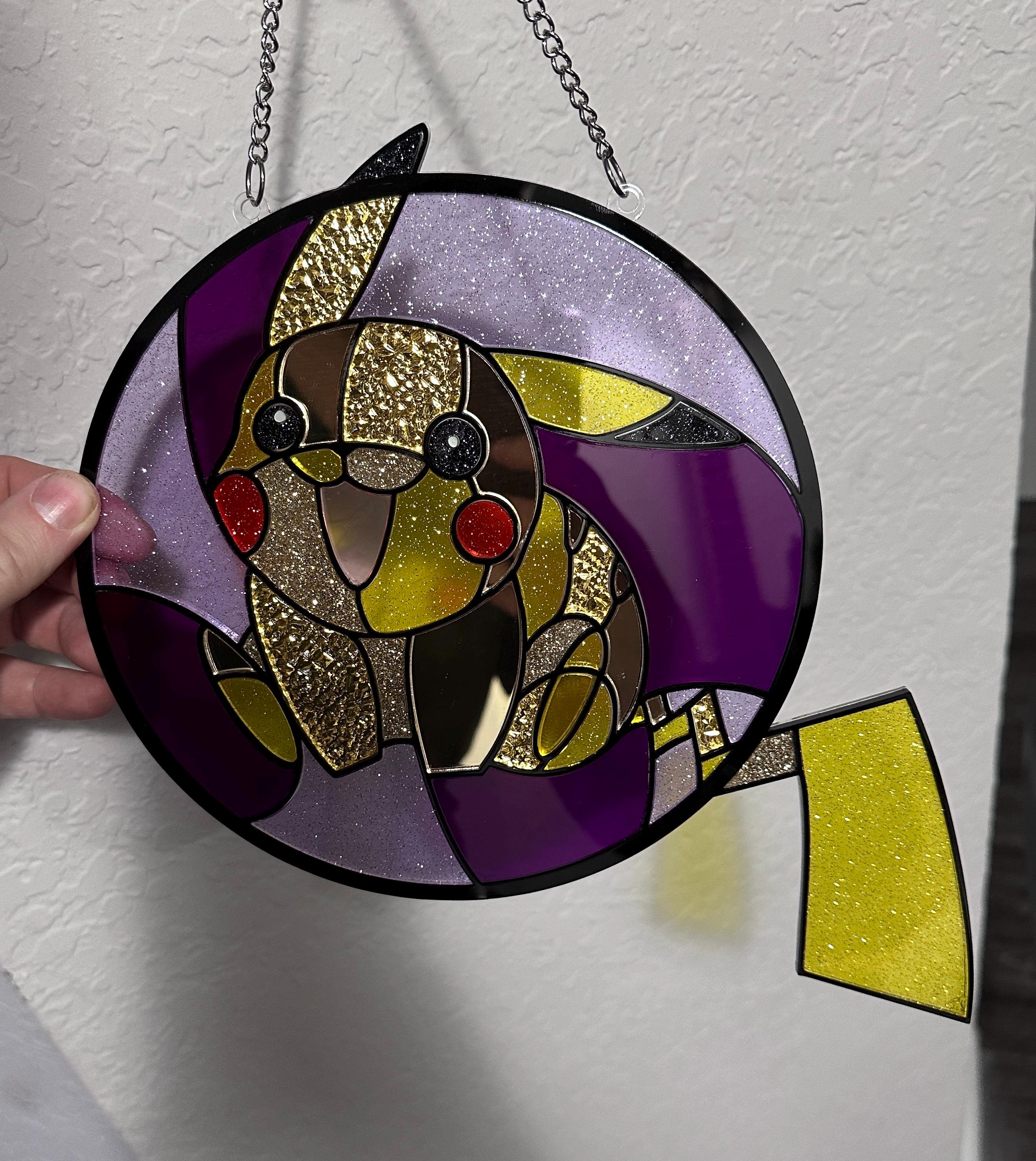 Pokemon Pikachu Stained Glass Suncatcher For Decorating - AnimeBape