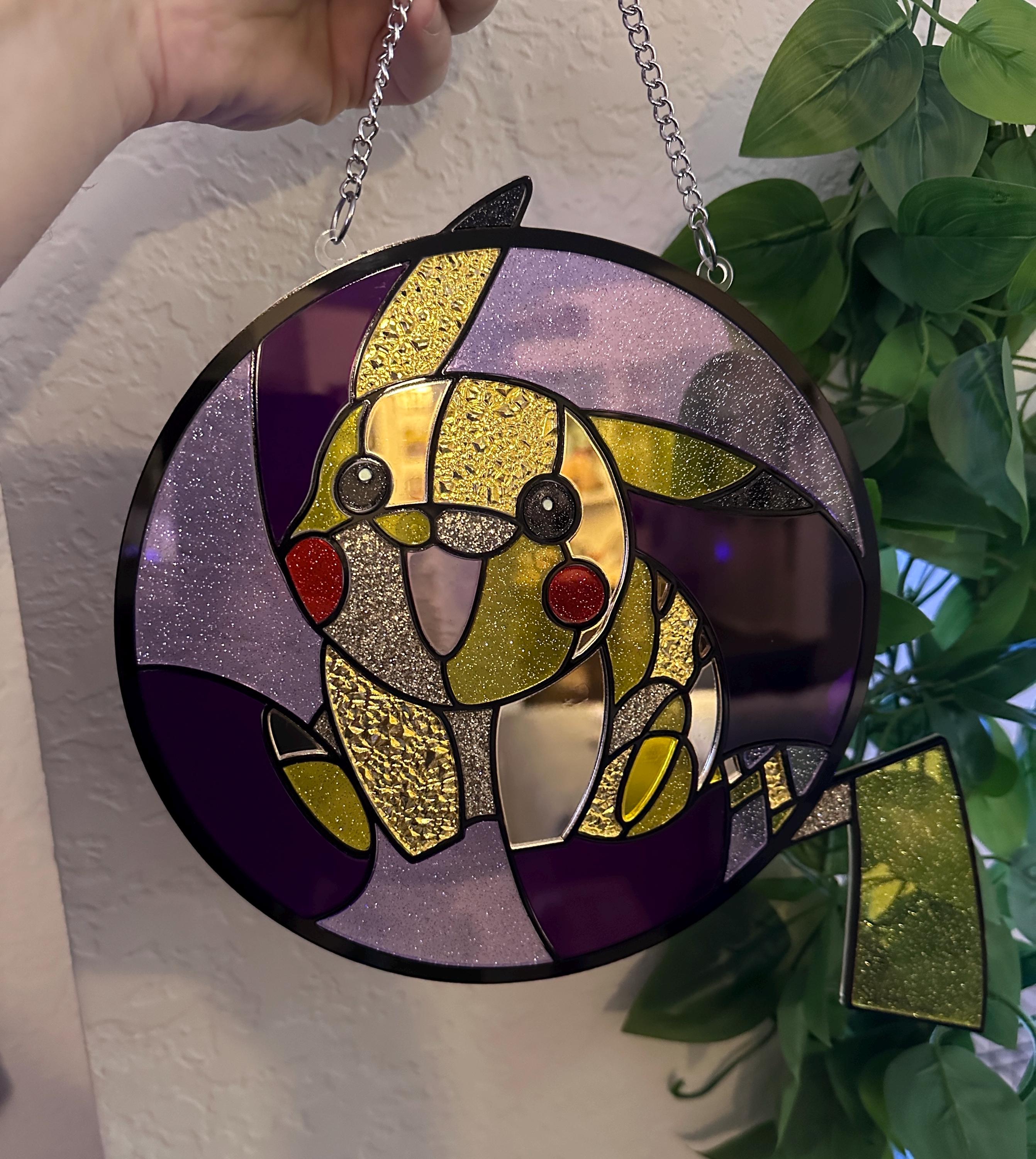 Pokemon Pikachu Stained Glass Suncatcher For Decorating - AnimeBape