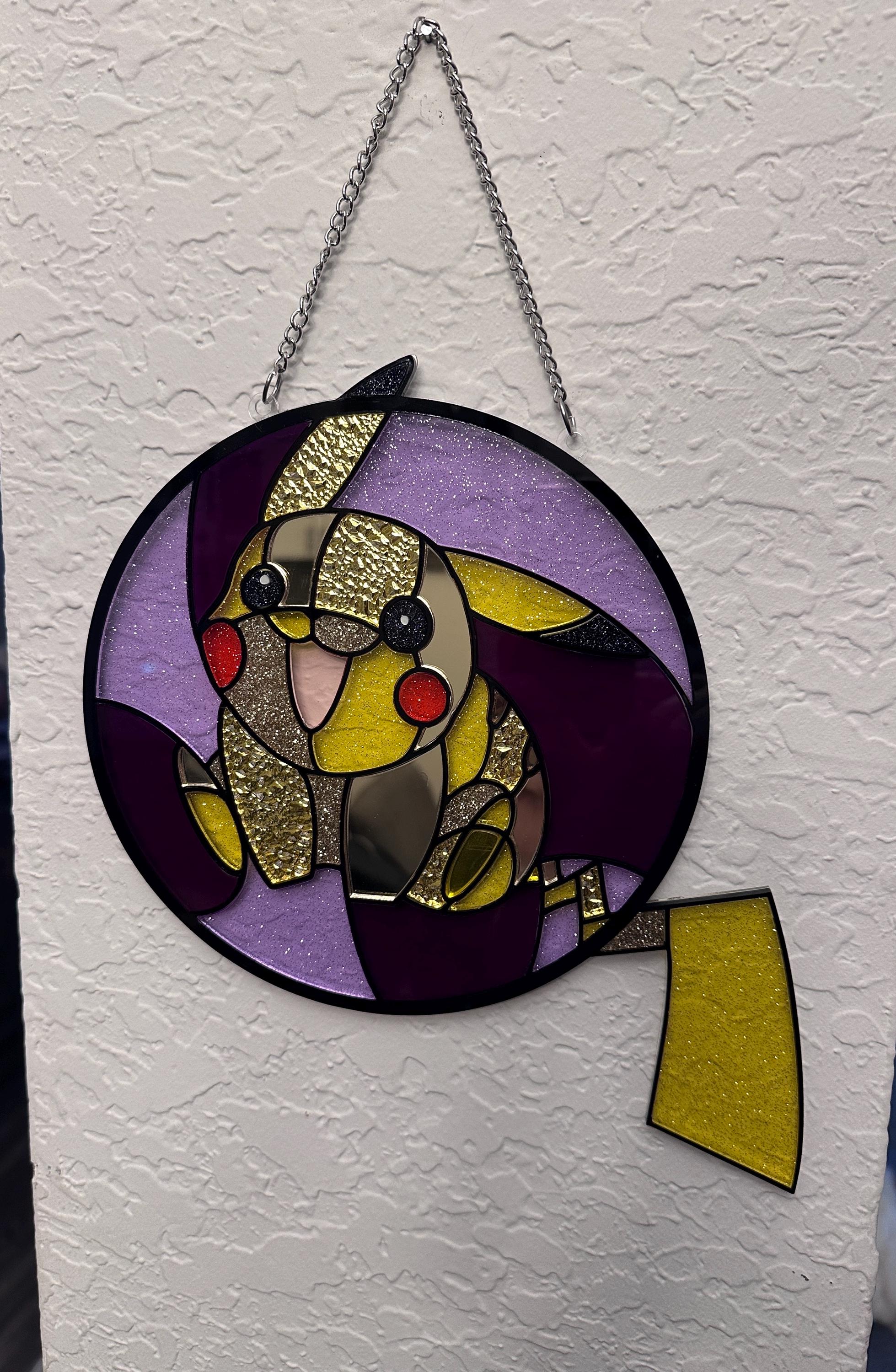 Pokemon Pikachu Stained Glass Suncatcher For Decorating - AnimeBape